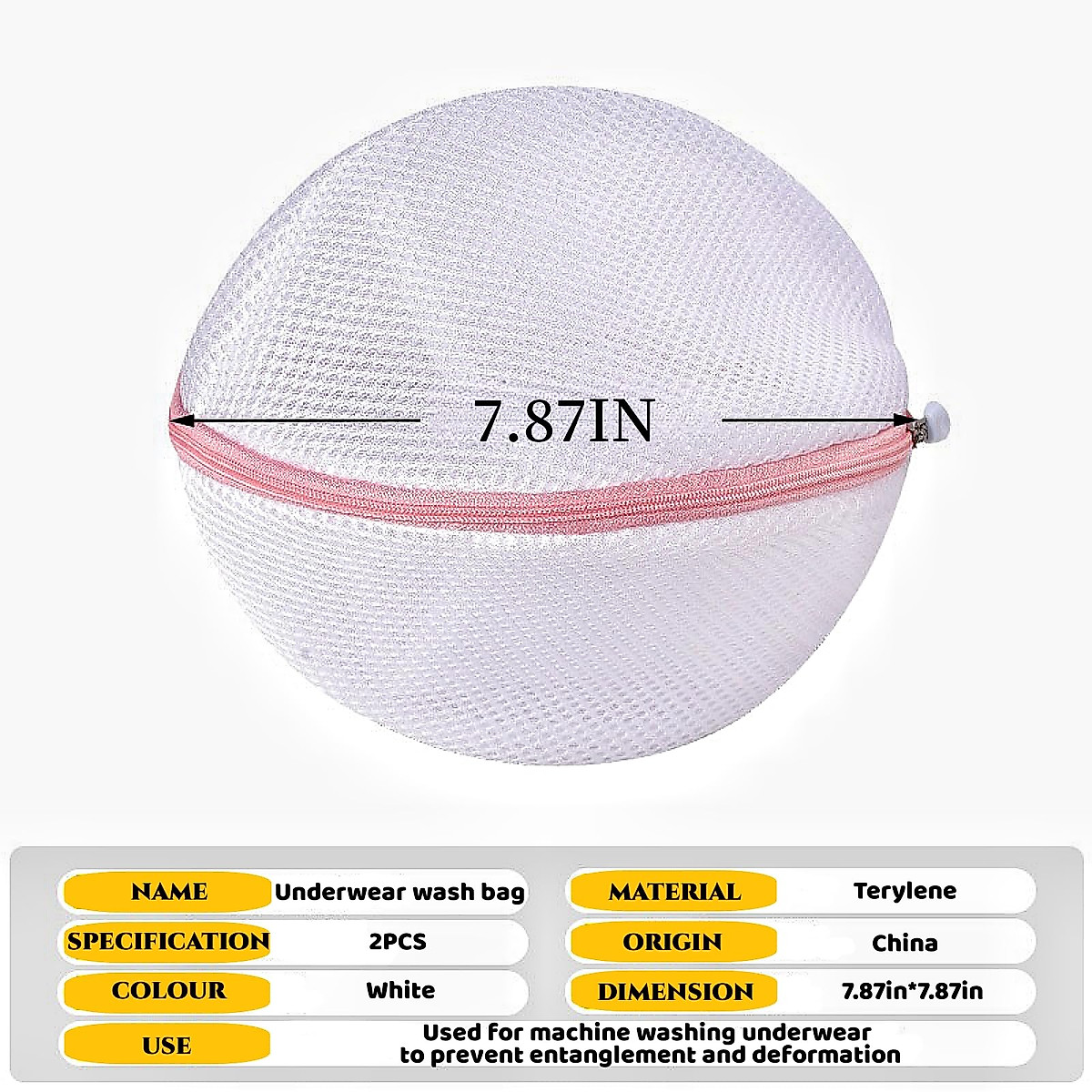 ZCYJHOT 2Pcs Underwear Laundry Bag with Zipper，Bra Washing Bag for Laundry Mesh，Honeycomb Mesh Laundry Bags for Delicates, Large Lingerie Wash Bag Pink(7.87in*7.87in)