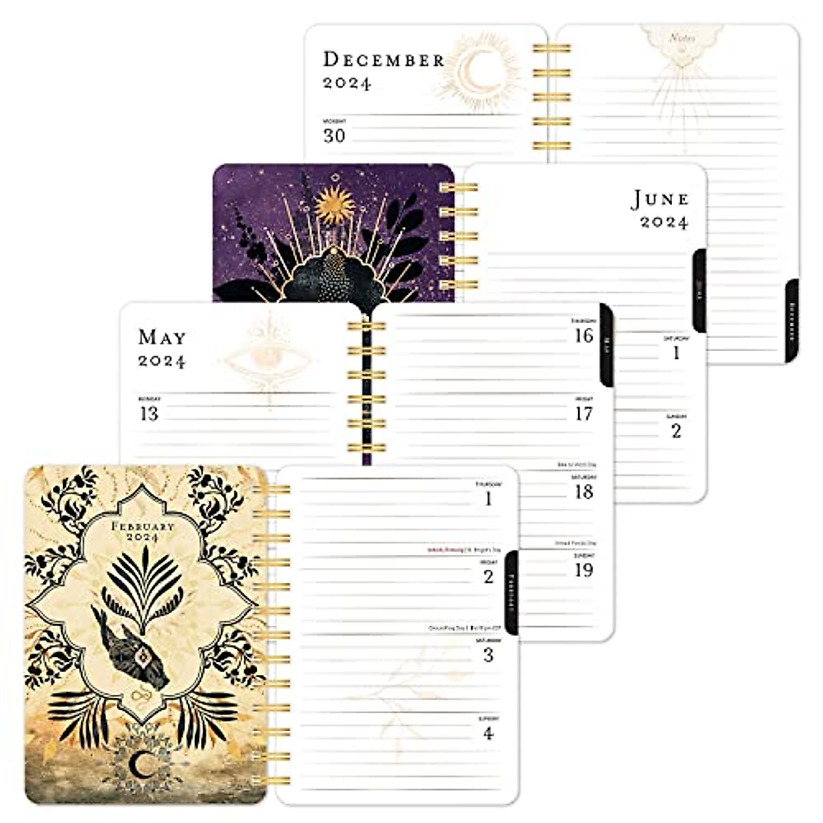 Year of the Witch 2024 Weekly Planner by Temperance Alden | Travel-Size 12-Month Calendar | Compact 5" x 7" | Flexible Cover, Wire-O Binding, Elastic Closure, Inner Pockets