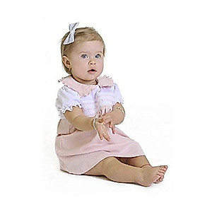 Dakomoda Baby Girls' 100% Organic Pima Cotton Dress - Pink Smocked Easter Dress Diaper Cover 9-12