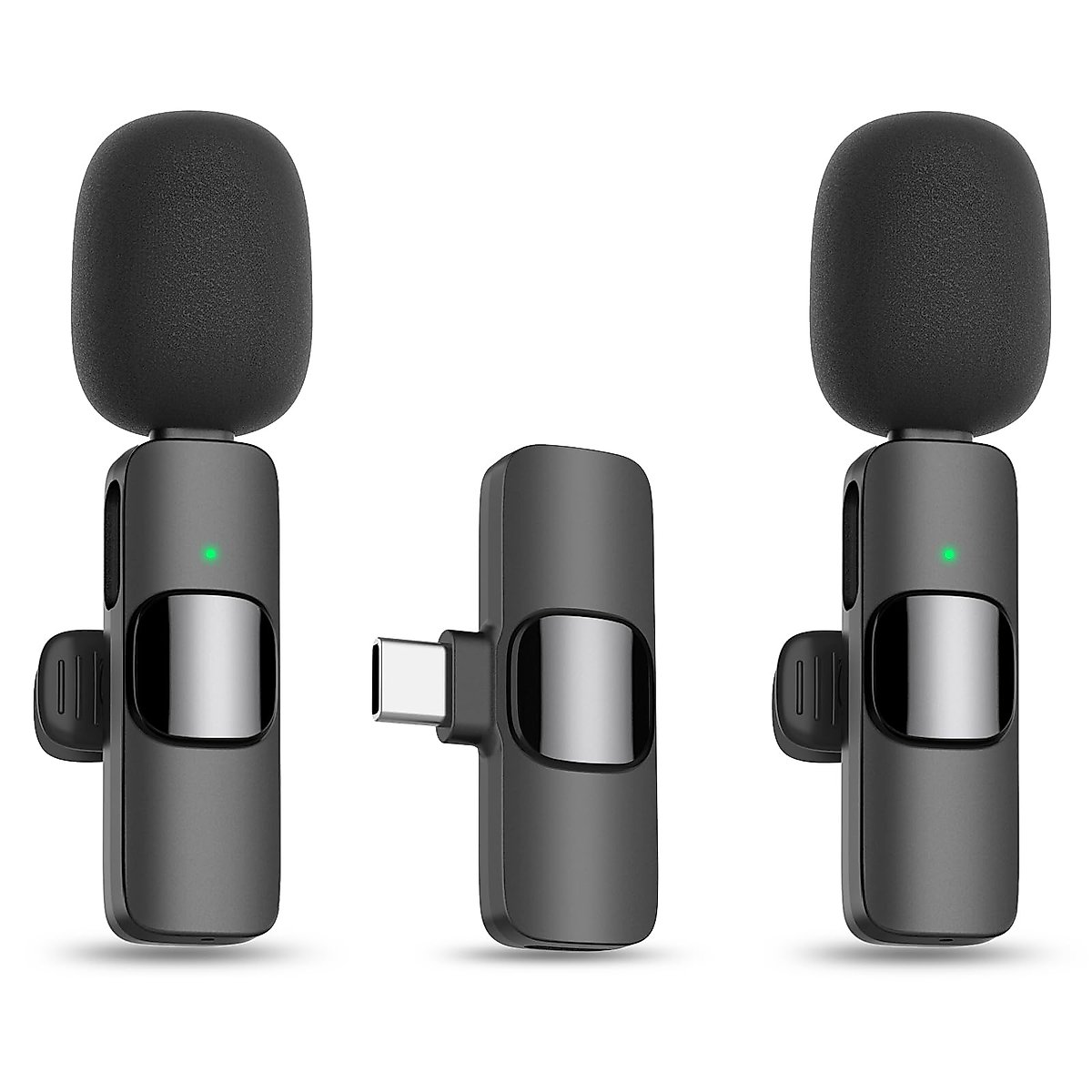 Wireless Lavalier Lapel Microphone for iPhone 15 Series/Android/Computer - Bluetooth Mini Phone Microphones for Video Recording - 2 Clip on Mics with USB C Interface for Tiktok YouTube Vlog