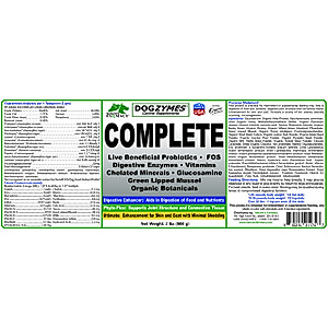Dogzymes Complete - Probiotics, Prebiotics, Glucosamine, Chondroitin, MSM and Hyaluronic Acid, Complete Skin and Coat Care (2 Pound)