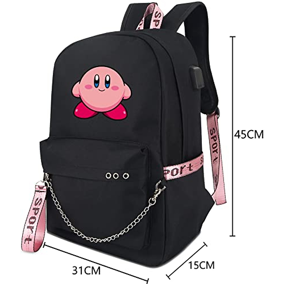 Roffatide Anime Backpack Book Bag Laptop School Bag with USB Charging Port and Headphone Port