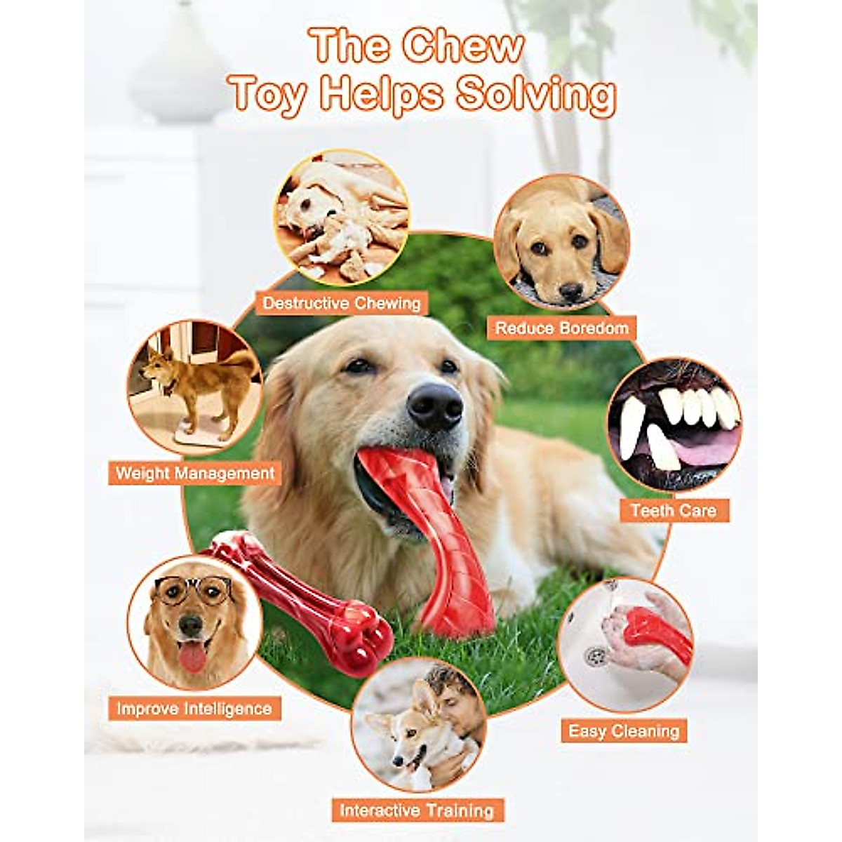 GEE BON 2 Pack Indestructible Dog Toys for Aggressive Chewers - Tough Dog Chew Toys for Aggressive Chewers Large Breed, Nylon Durable Dog Chew Bones with Bacon & Beef Flavor for Medium and Large Dogs