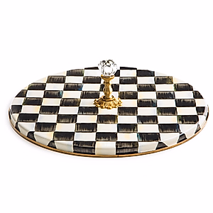 MACKENZIE-CHILDS Cheese Course, Cute Cheese Board and Serving Board for Charcuterie, Black-and-White Courtly Check