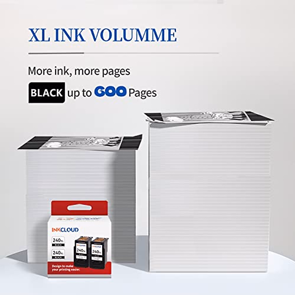 INKCLOUD PG-240 XL Black Ink Cartridge Compatible with Canon 240 240XL PG-240XL Work with Pixma MG3600 MG3222 MG3220 MG3620 MX432 MG3122 TS5120 MG2120 MX452 MG2220 MG3120 MX522 MG4220 Printer 2Black