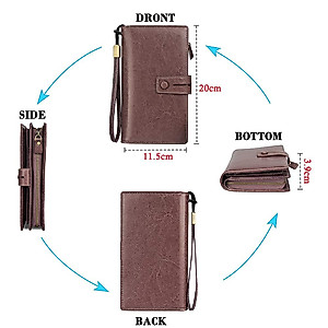 FT FUNTOR Women's Big Fat RFID Blocking Wallet Leather Zip Around Clutch Large Purse Phone Organizer Wristlet purple