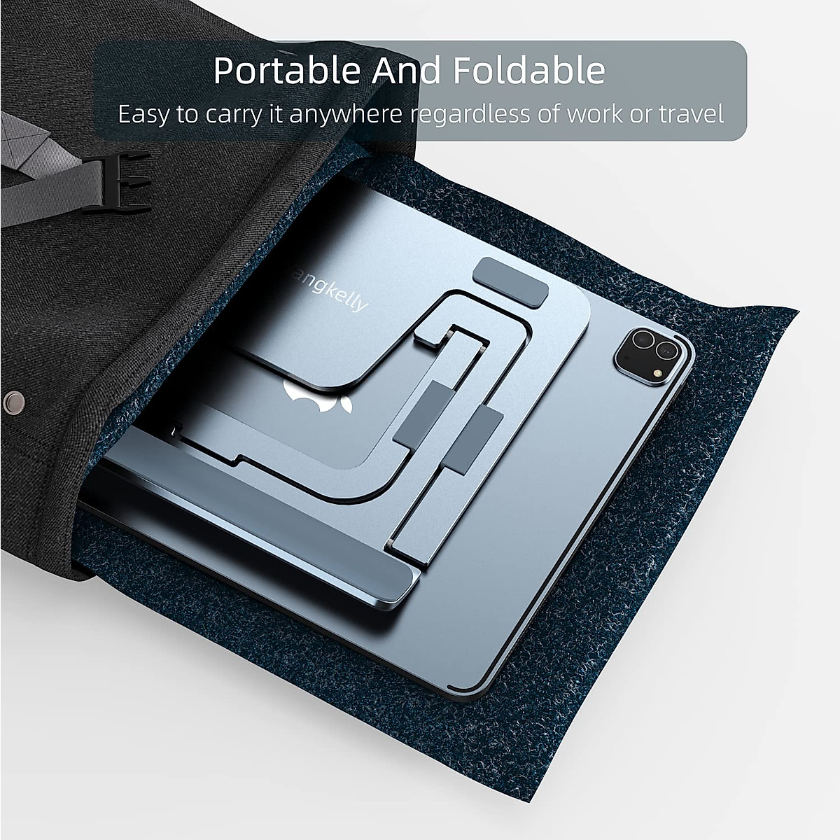 Yangkelly Tablet Stand Foldable and Adjustable, Aluminum Alloy Desktop Holder Drawing Stands Dock for iPad 7 to 12.9, Foldable Mobile Phones, Surfaces etc (Space Gray)