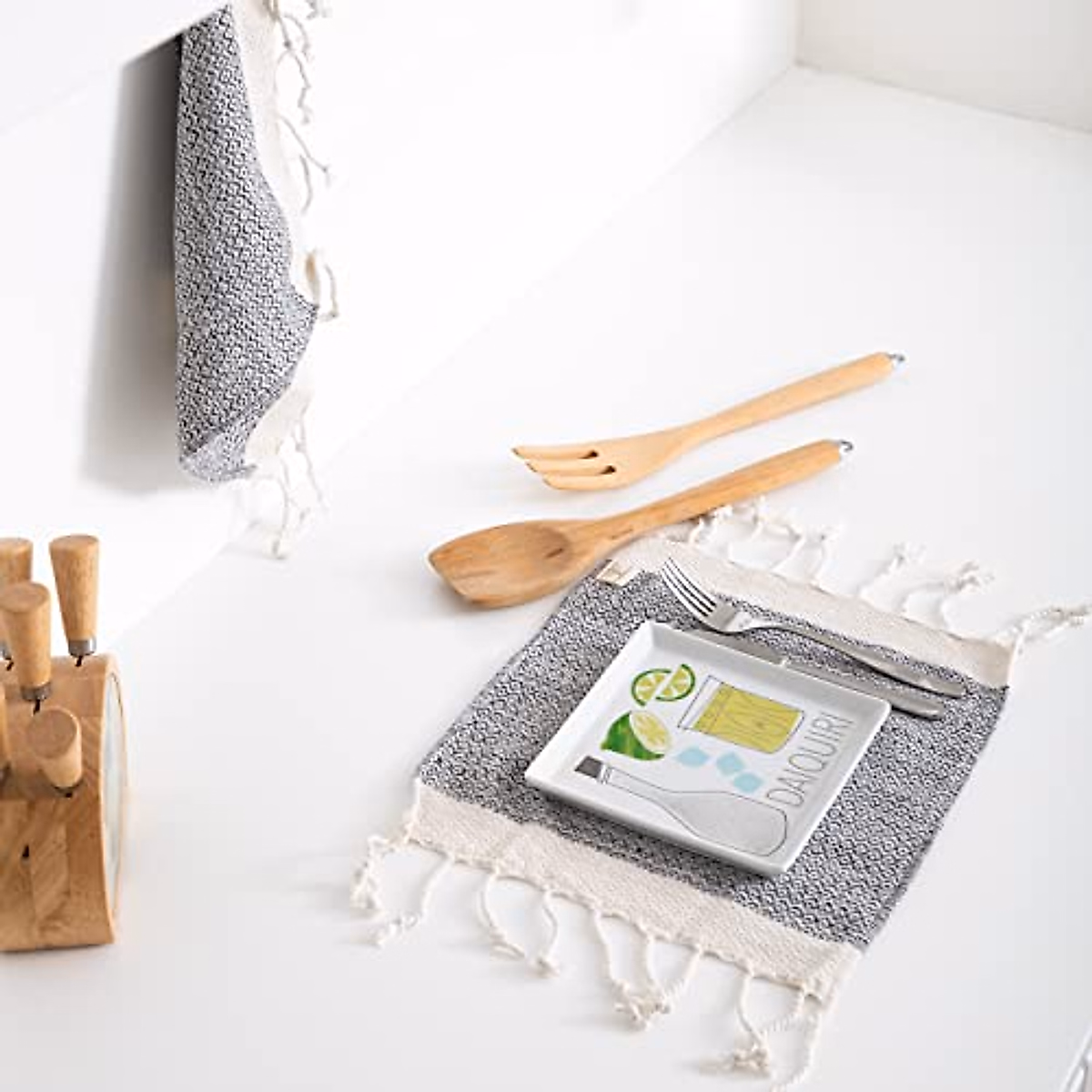 Smyrna Turkish Cotton Kitchen Dish Towels Pack of 6 | 100% Natural Cotton,12x12 Inches | Machine Washable Wash Cloths | Ultra Soft, Absorbent, Prewashed and Quick Dry Turkish Dish Towels (Gray 12x12)