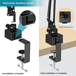 YOUSHARES Metal Table Mount Clamp for Microphone Arm Stand Table Clamp with Adjustable Interface Aperture and Two-way Fixation, Cantilever Clip for Microphone Arm Stand with Adjustable Screws