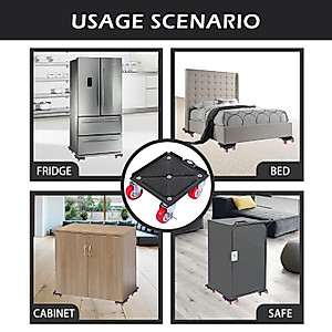 LOYAL TIGER Furniture Dolly,Furniture Mover Pro Set,Furniture Lifter with 5 360° Rotatable Rubber Universal Wheels，Carbon Steel Panel Furniture Movers，Maximum Load 2204LBS,Red.