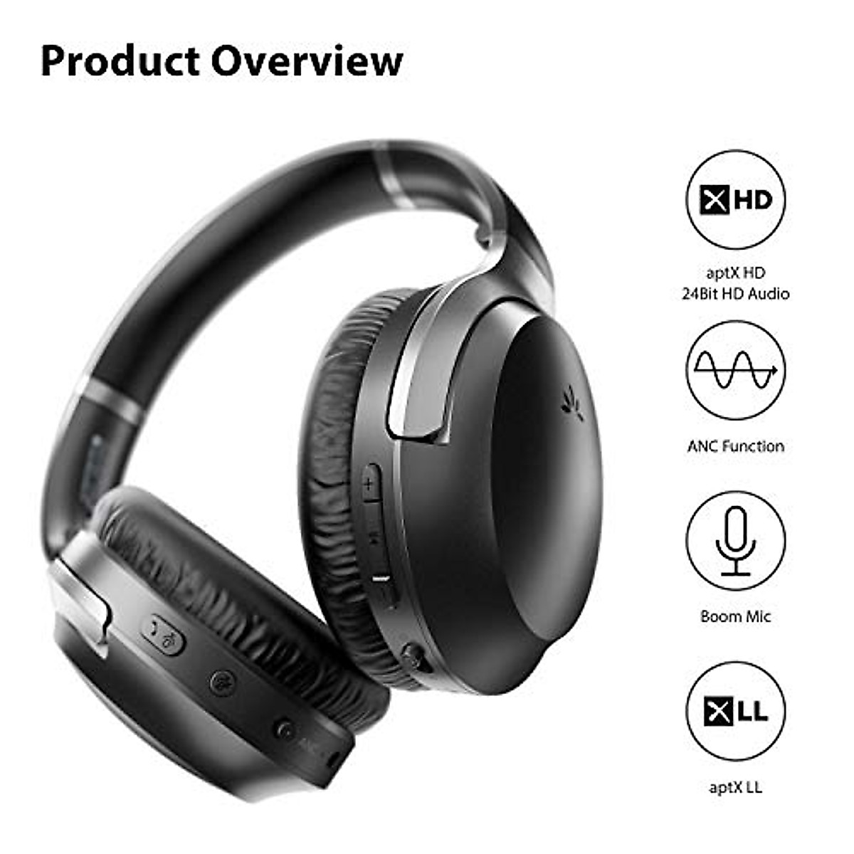 Avantree Oasis & Aria Pro - aptX Low Latency Bluetooth 5.0 Transmitter and Active Noise Cancelling Headphones for TV PC, Certified aptX HD for HiFi Music, Detachable Boom Mic for Clear Calls