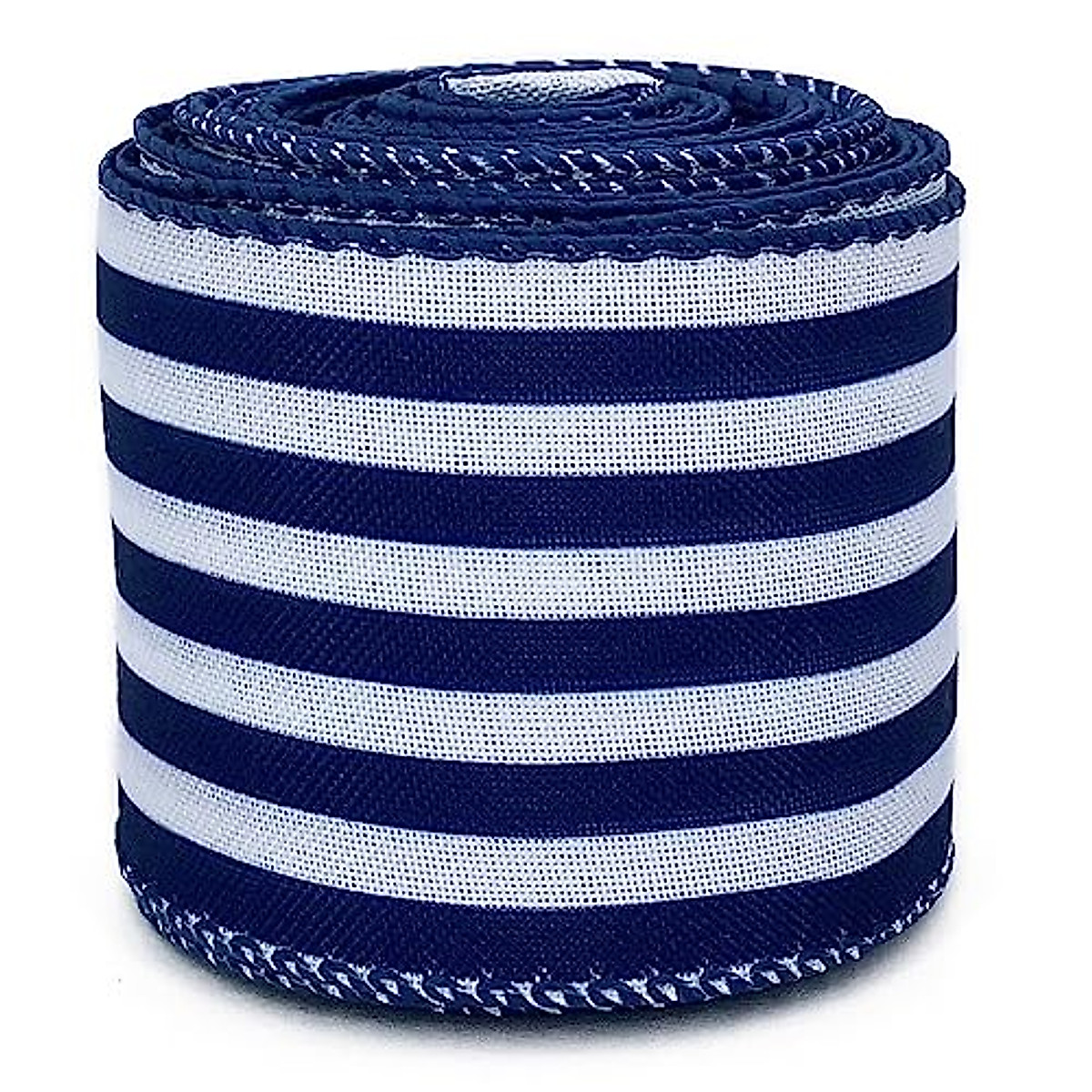 Leecogo Ribbon Wired,2 1/2”x10 Yard,Navy Blue White Stripe Ribbon for Easter, Christmas,Independence Day, Wreath, Spring, Summer, Wedding, Baby Shower, Birthday