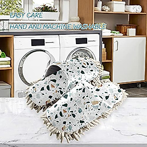 Kigai Microfiber Cleaning Slippers Classic Terrazzo Washable Mop Shoes Slipper for Men/Women House Floor Dust Cleaner, Size L