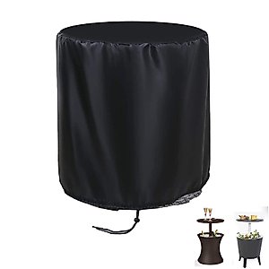 POMER Patio Cooler Bar Table Cover for Keter 7.5-Gal Cool Bar Table, Outdoor Round Side End Table Cover Waterproof Beer Cooler Table Cover - 21" D X 23" H