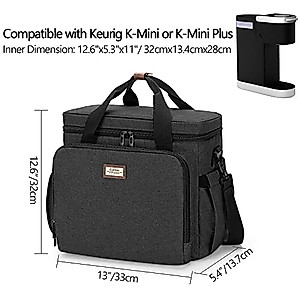 CURMIO Coffee Maker Travel Bag Compatible with Keurig K-Mini or K-Mini Plus, Single Serve Coffee Brewer Carrying Case with Multiple Pockets for K-Cup Pods, Travel Mugs, Black (Bag Only, Patent Design)