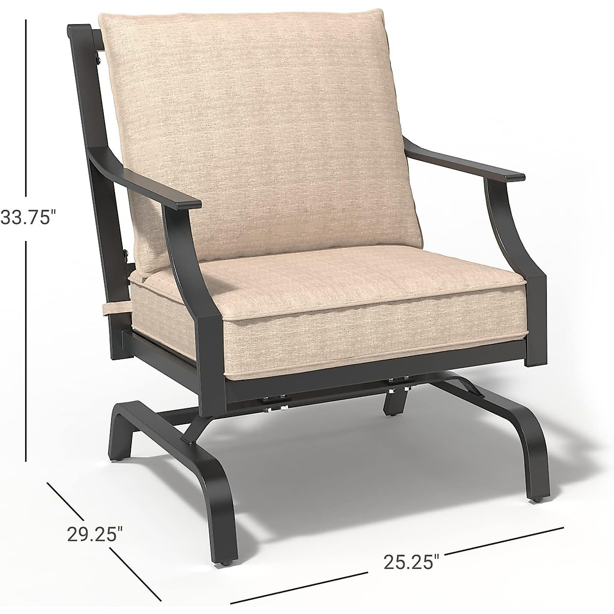 Grand patio Outdoor Patio Seating Chair, Motion Chair, Stationary Rocker, Padded Cushion Chair, Set of 2-Beige