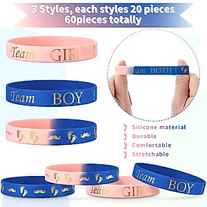 Hicarer 30 Pieces Gender Reveal Bracelets, Team Boy Silicone Wristbands Team Girl Gender Reveal Party Bracelets Team Both Rubber Wristband for Baby Shower Gender Reveal Party Favor Supplies