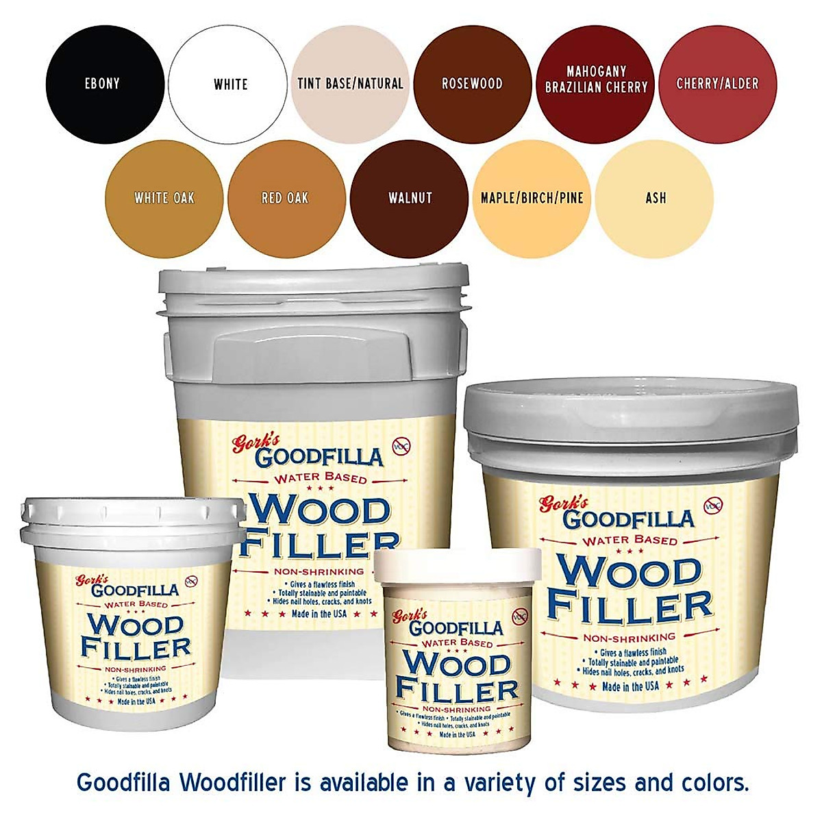 Water-Based Wood & Grain Filler - White - 8 oz By Goodfilla | Replace Every Filler & Putty | Repairs, Finishes & Patches | Paintable, Stainable, Sandable & Quick Drying