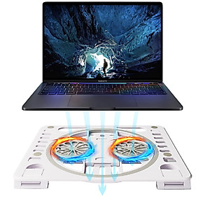 PHOCAR Laptop Cooling Pad, Adjustable Laptop Stand with Cooling Fan for MacBook, Compatible with iPad, iPhone Pro Max, MacBook, Dell, HP, Surface, from 7' to 17' Phones or Laptops-Black