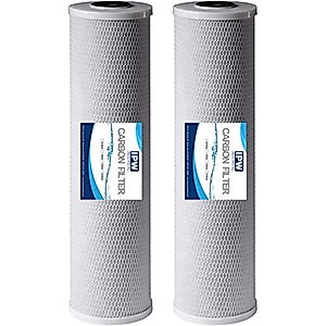 High Capacity 20” x 4.5” Full Flow Water Filter Replacement Cartridges - CTO Carbon Block - Fits Standard 20" x 4.5" Whole House Water Filtration Systems - 2 PACK