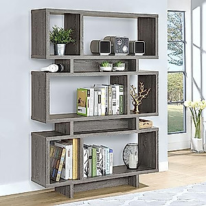 Coaster Home Furnishings Reid 3-Tier Geometric Bookcase Weathered Grey
