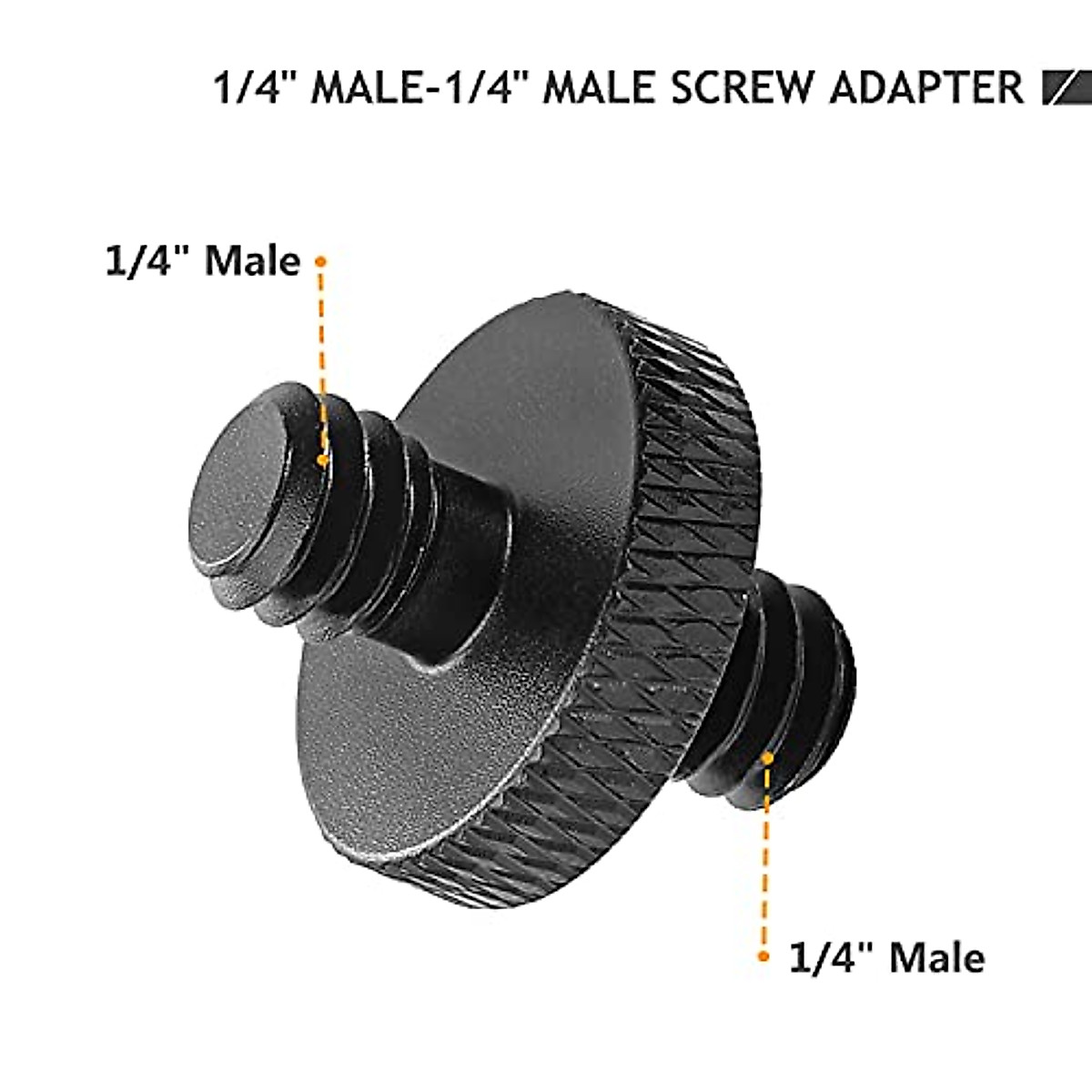 1/4" Male to 1/4" Male Threaded Tripod Screw Adapter Double Sided Standard Mounting Thread Converter for Camera Cage Mount (2 Pack)