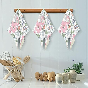 FRODOTGV Elegant Floral Pattern Kitchen Microfiber Towels New Home Tea Towels for Kitchen Kitchen Towels Terry Cloth Kitchen Hanging Hand Towels