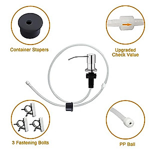 Sink Soap Dispenser, Kichen Sink Soap Dispenser, Good Suction Power, 47" Extension Tube kit, Under Sink Soap Dispenser Pump, No Need More Refills（Brushed Nickel）