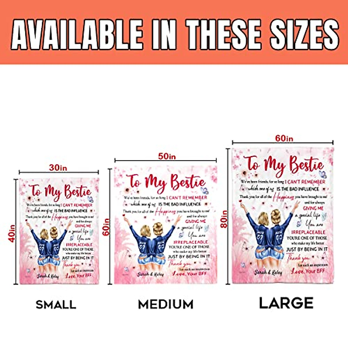 Toyshea Personalized Best Friend Blanket to My Bestie Custom Throws Soft Bed Fleece Sherpa Blankets for Friends BFF Bestie Soul Sisters Birthday Christmas Friendship Day Presents Idea