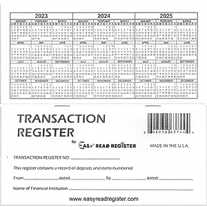 10 Checkbook Transaction Registers, 2022-2023-2024 Calendars, Made in USA