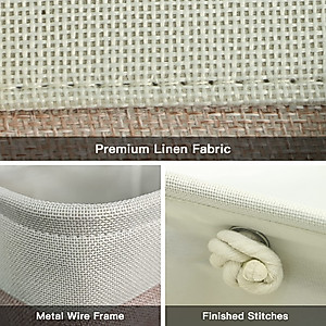 Protecu Storage Basket Bins Organizer Fabric Toy Basket with Handles - Large Baskets for Organizing Gifts Empty Shelves Closet (White & Pink, 16.1x12.2x7.9 inch)