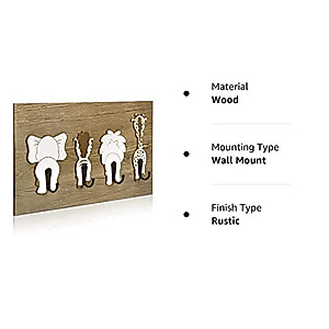 Safari Animal Wall Hooks Animal Nursery Hooks Decor Wooden Kids Coat Wall Mounted Hooks Decorative Elephant Lion Giraffe Zebra Hanger for Nursery Bathroom Bedroom Home Decor