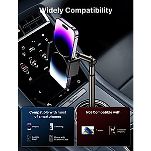 JSAUX Cup Phone Holder for Car Truck with Long Arm, Multi-Adjustable Ultra Stable Cup Holder Phone Mount Cellphone Cradle Compatible with iPhone, Samsung Galaxy, Google Pixel and Other Smart Phones