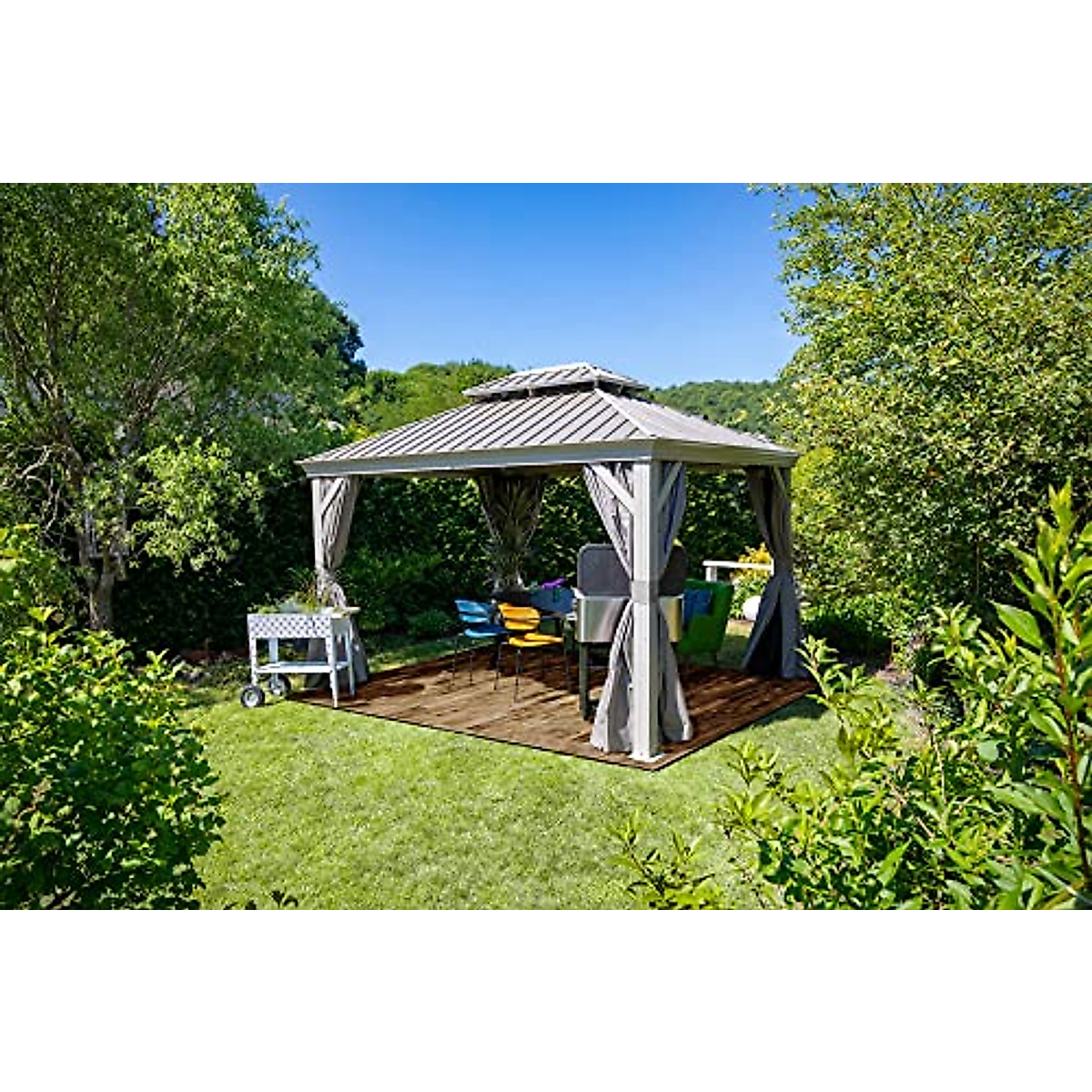 Sojag Accessories Set of 4 12' x 14' Curtains for Messina and Mykonos Outdoor Gazebo Models, Taupe