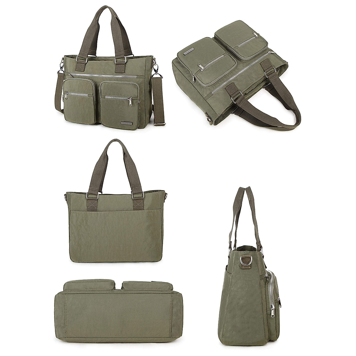 Crest Design Nylon Shoulder Bag Handbag, Teacher Nurse Tote Organizer (Army Green)