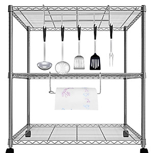 CroBlissful 2 Pack Paper Towel Hanger with Hook for Wire Shelving Paper Towel Holder and Hook Set for Camp Chef Stove Side Shelves Utensils Hanging Kit Grills Kitchen
