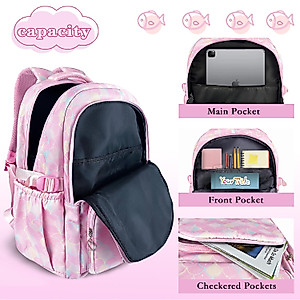 Kids School Backpack Book Bag with Lunch Bag Pencil Case Lightweight for Preschool Kindergarten Elementary,Pink Tie Dye