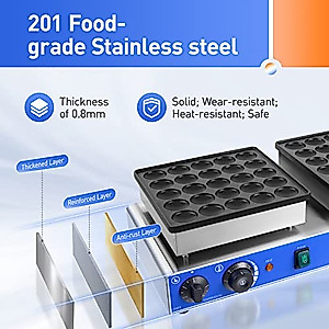 Mini Dutch Pancake Baker, 1.8" 50PCS 1700W Commercial Electric Nonstick Waffle Maker Machine,1.8 Inches Pancake Maker Machine Dutch Grill For Home Kitchen Restaurant Snack Dessert