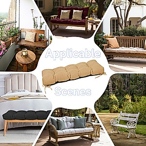 ROFIELTY Bench Cushion 30x14 Inch. Soft Outdoor Swing Cushion. with Non-Slip Bottom, Tufted Window Seat Cushion for Many Scenarios of Use. (30x14, Plush-Khaki)