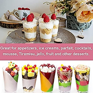 Zezzxu 50 Pack Mini Dessert Cups with Spoons, 3oz Clear Plastic Shooter Cups Parfait Appetizer Cups Shot Glasses Small Serving Bowls for Tasting Sample Appetizers
