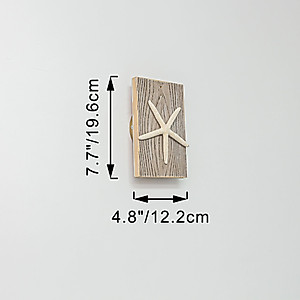 SKIVTGLAMP Hand Made Nature Wood Wall Sconce Rechargeable Battery Operated LED PIP Motion IR Sensor Wall Lamp, No Drilling Cordless Farmhouse Wall Mounted for Rustic Backlight Leaning Starfish