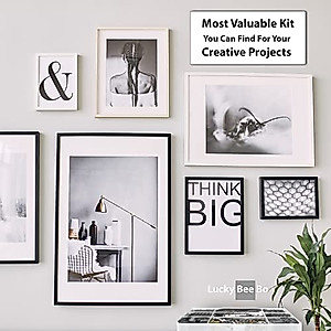 Picture Wire Hanging Kit 100+ Pieces - D-Ring, Screws, Hanging Hooks,Level. Supports up to 50 lbs 120+ Feet(38 M) Stainless Steel Wire Hanger | Comes with Solid Box