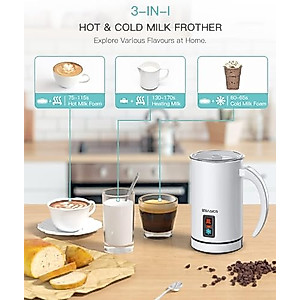 EZBASICS Electric Milk Steamer, 8.4oz/250ml Automatic Hot and Cold Foam Maker, Milk Warmer for Coffee, Latte, Cappuccinos with Two Whisks for Frothing and Heating Milk