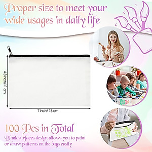 Fainne 100 Pieces Blank DIY Craft Canvas Makeup Bag Canvas Pouch Canvas Pencil Case 7.1 x 4.3 Inch Blank Cosmetic Bag with Zipper Multi Purpose Bag Travel Makeup Bags for Pen(Black)