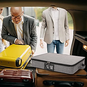 Platter Storage Case, China Storage Containers, Hard Shell and Stackable, 17'' x 13 inchs'' With Waterproof Inside - 4 Felt Dividers Included (Gray)