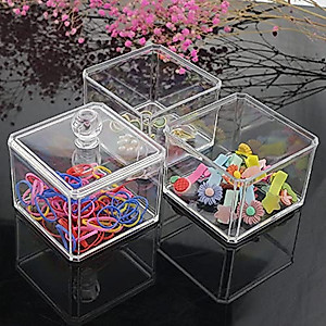 LOHRYVIO Hair Accessories Organizer for Girls, 3 Stackable Hair Organizer Storage with Lids, Acrylic Clear Hair Tie Organizer, Vanity Bathroom Containers, Hair Tie Holder for Girl