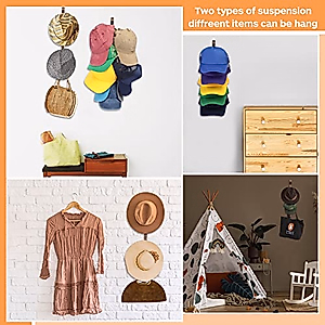 TRIRITE 3 Pack Wooden Wall Mount Baseball Caps Organizer Hanger, Wall Vertical Hat Racks for Closet Door Bedroom Entryroom Laundry