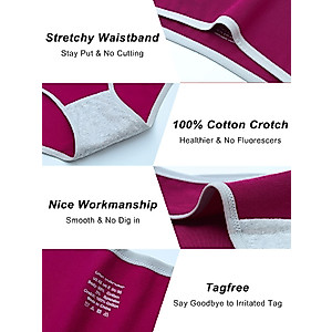 dorcastimo Women's Cotton Stretch Underwear Mid Rise Full Coverage Panties MultiPack Regular & Plus Size(X-Small, Black/Mixed Blood/Purple/Blue/Pink/White)