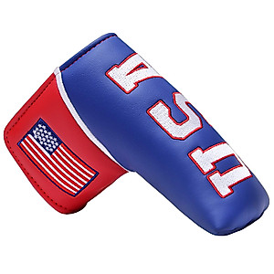 Golf Skull Golf Putter Blade Head Cover Headcover Magnetic Closure for Scotty Cameron Odyssey (Red Blade Putter Cover)