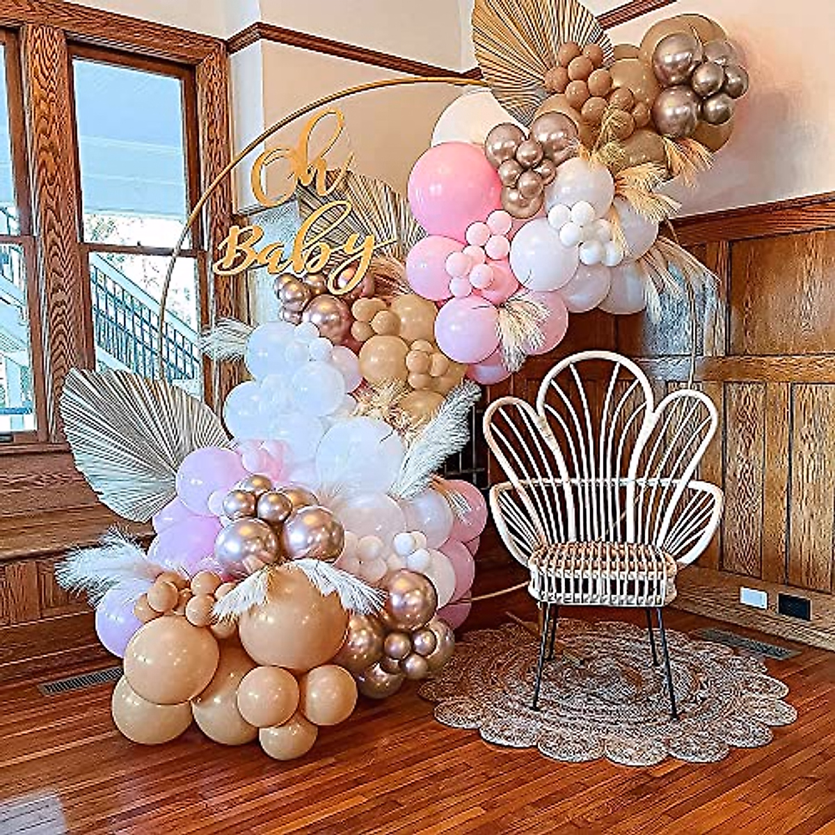 Blush Balloons Garland Arch Kit, UniStylar Double Stuffed Nude Retro Pink Gold White Latex Balloons Confetti Balloons for Women Girls Baby Shower Wedding Birthday Party Decorations